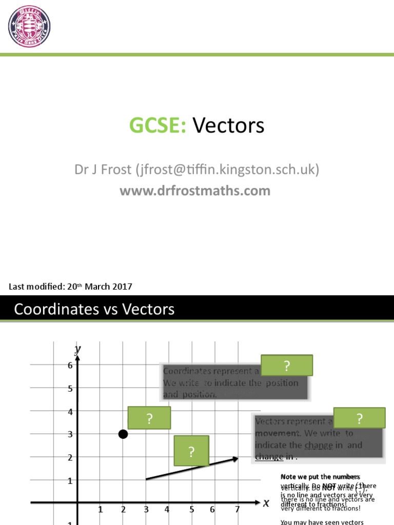 GCSE Vectors | PDF | Euclidean Vector | Scalar (Mathematics)