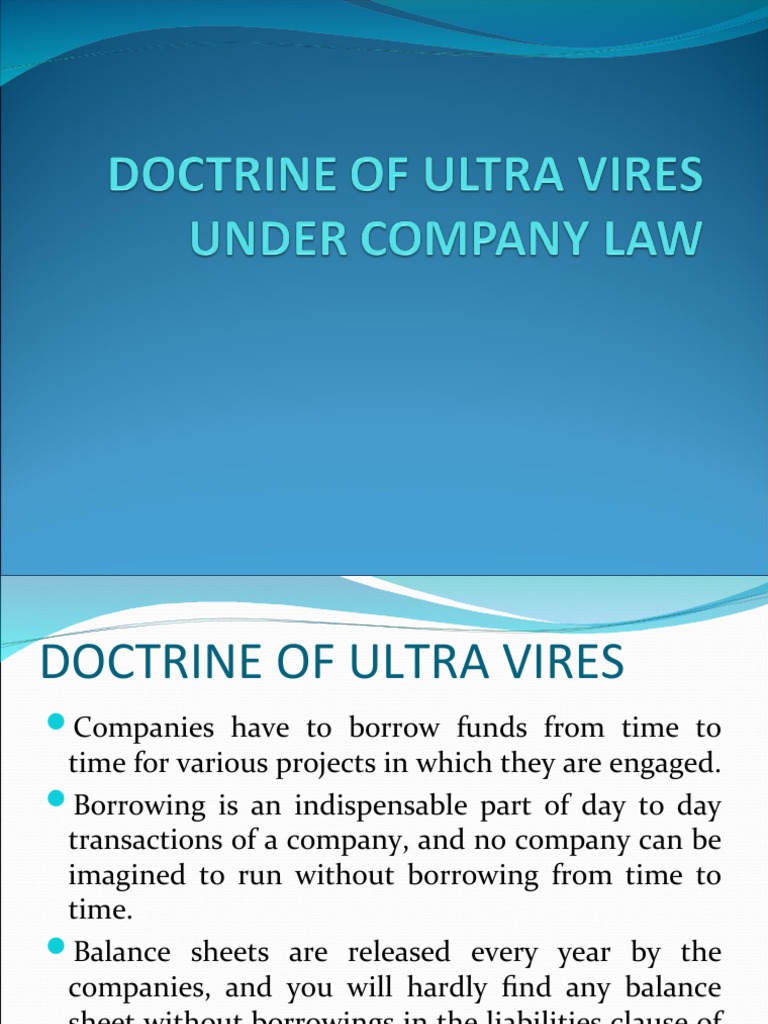 Doctrine of Ultra Vires Under Company Law | PDF | Public Law | Common Law
