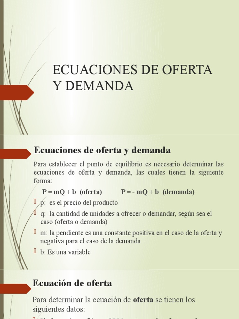Ecuaciones De Oferta Y Demanda Pdf Oferta Economía Oferta Y Demanda