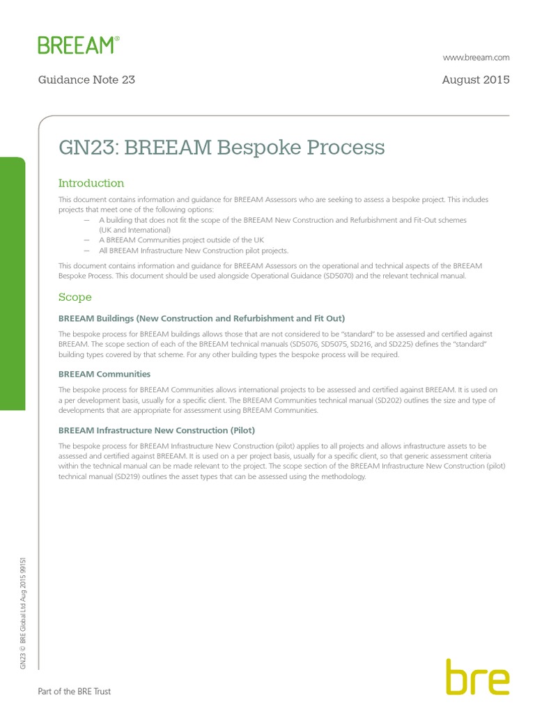 GN23 BREEAM Bespoke Process Guidance Note | PDF | Policy | Economies