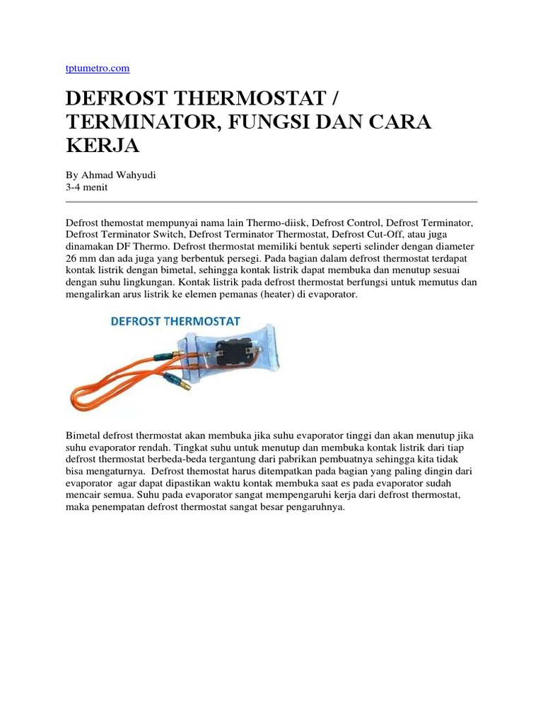 Defrost Termostat Fungsi Dan Cara Kerjanya | PDF | Griya & Taman ...