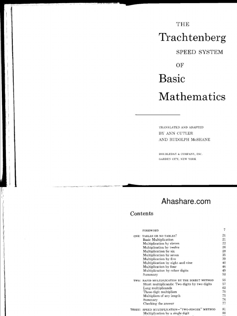 The Trachtenberg Speed System of Basic Mathematics | PDF