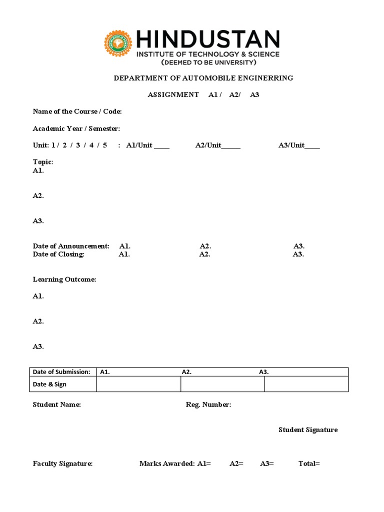 Date of Submission: A1. A2. A3. Date & Sign | PDF | Career & Growth ...