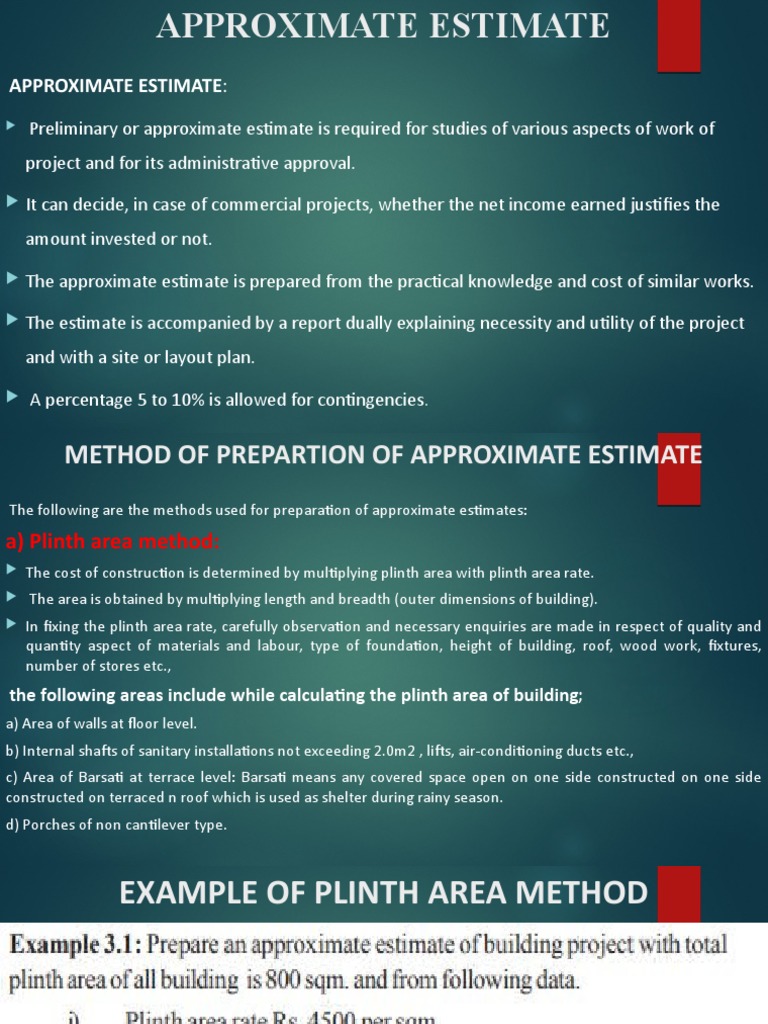 A Guide to Preparing Accurate Approximate Estimates for Construction ...