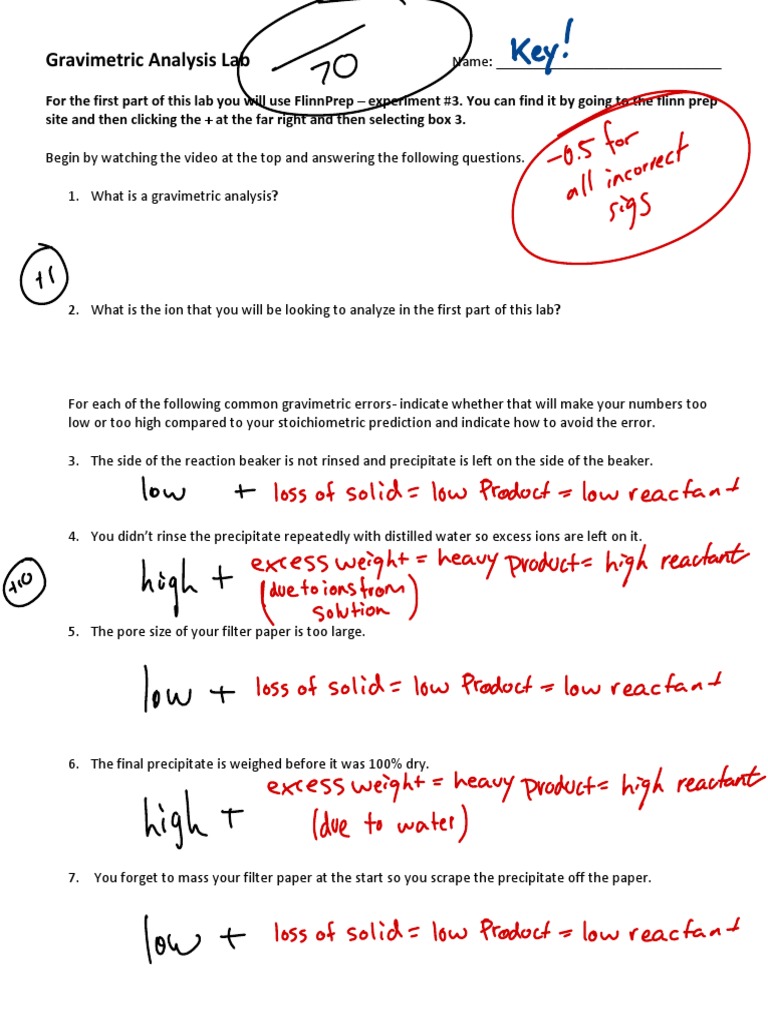 Key Gravimetric Analysis Lab | PDF | Physical Chemistry | Chemistry