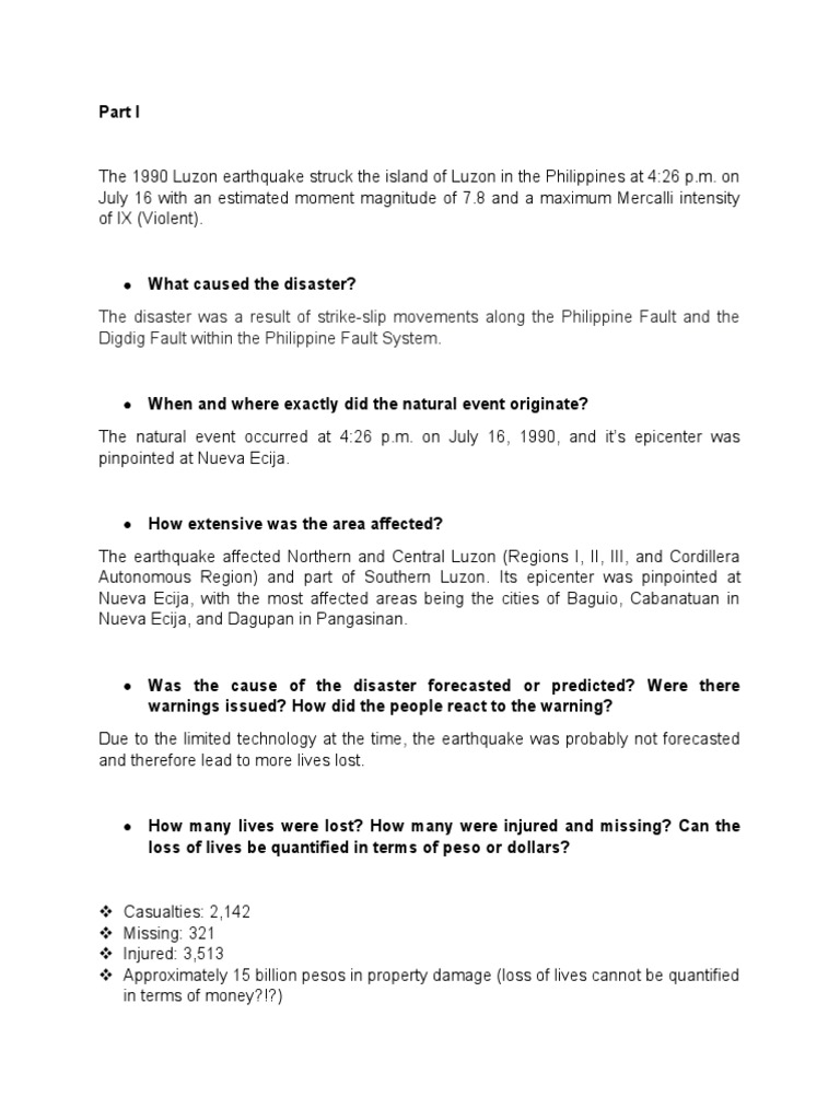 The Disaster Was A Result of Strike-Slip Movements Along The Philippine ...