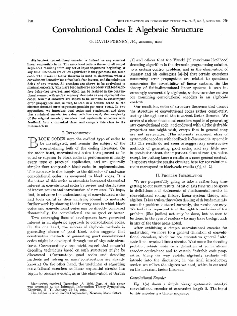 Algebraic Structure of Convolutional Codes | PDF | Ring (Mathematics ...