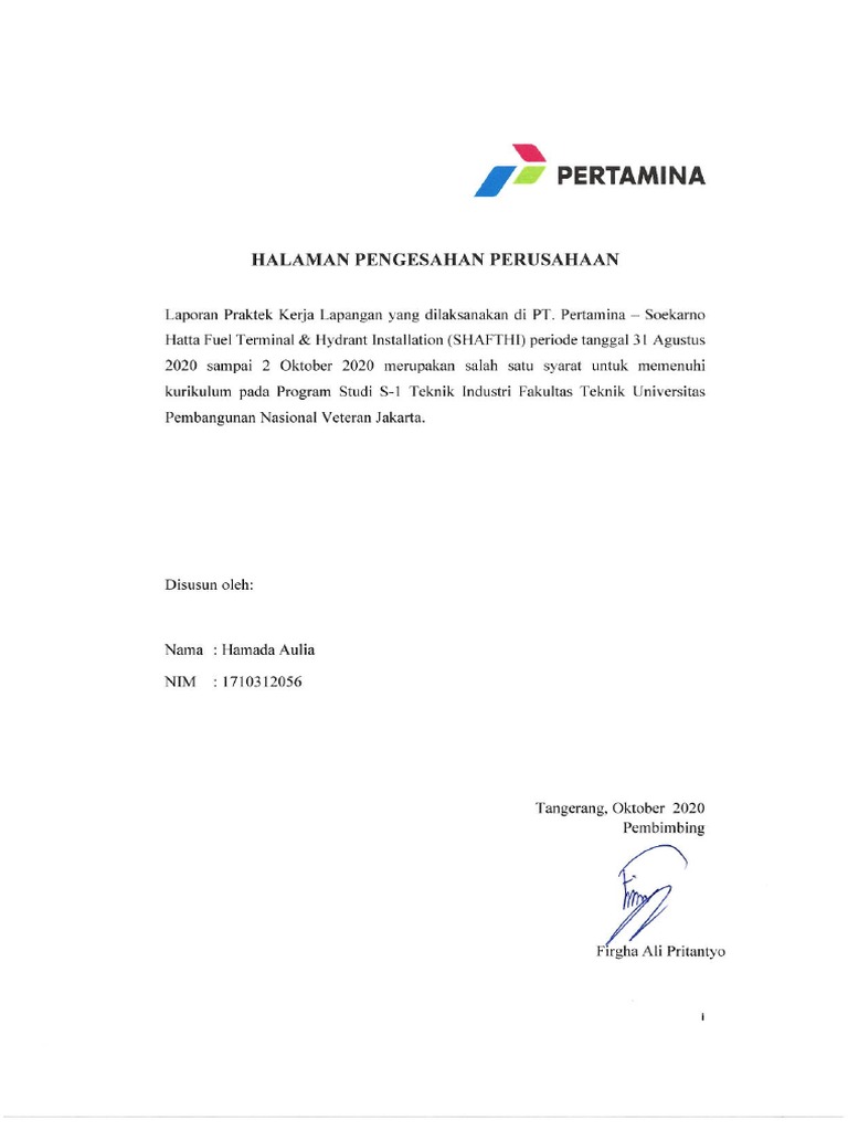 Lembar Pengesahan PKL | PDF