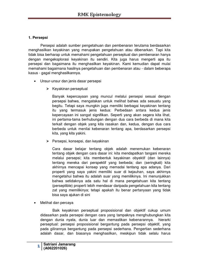 RMK Epistimology by Audi (2003) | PDF | Pengembangan Diri