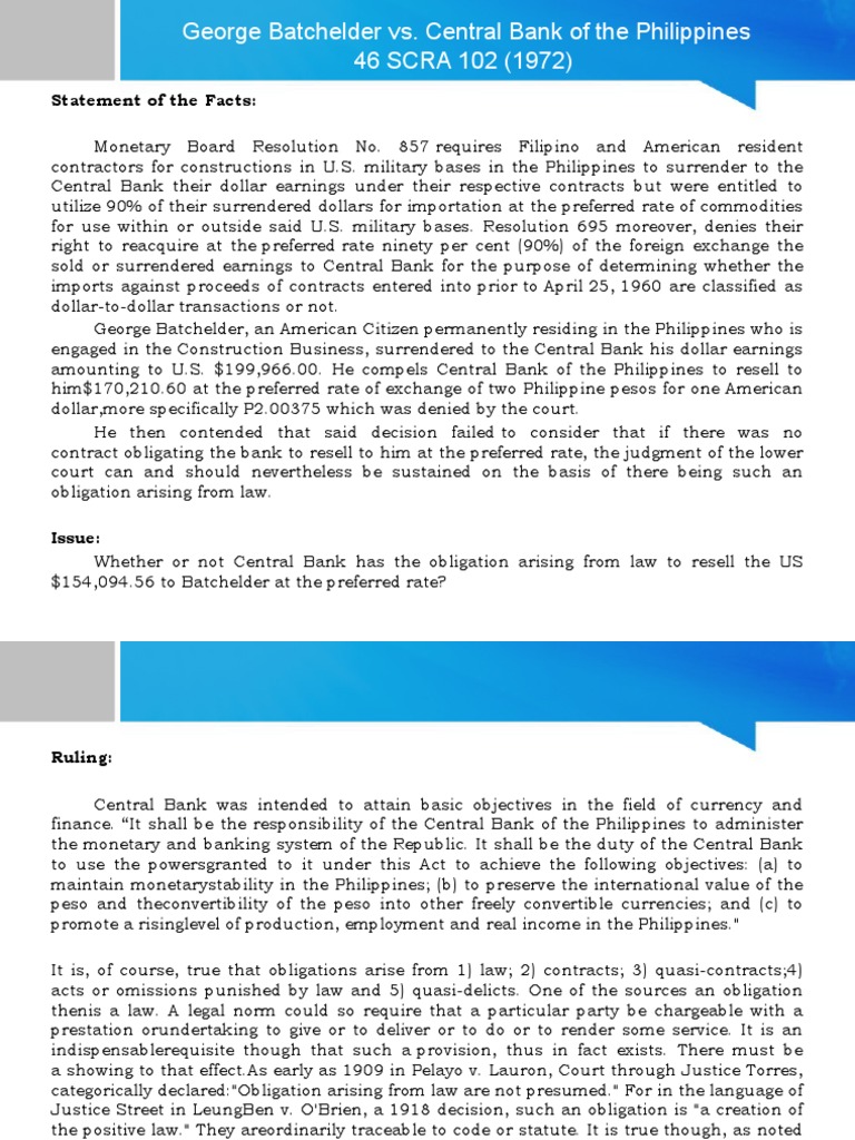 ObliCon Case Digest | PDF | Central Banks | Subcontractor