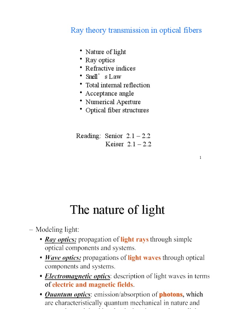 Ray Theory in Optical Fiber Communication | PDF | Optical Fiber | Optics