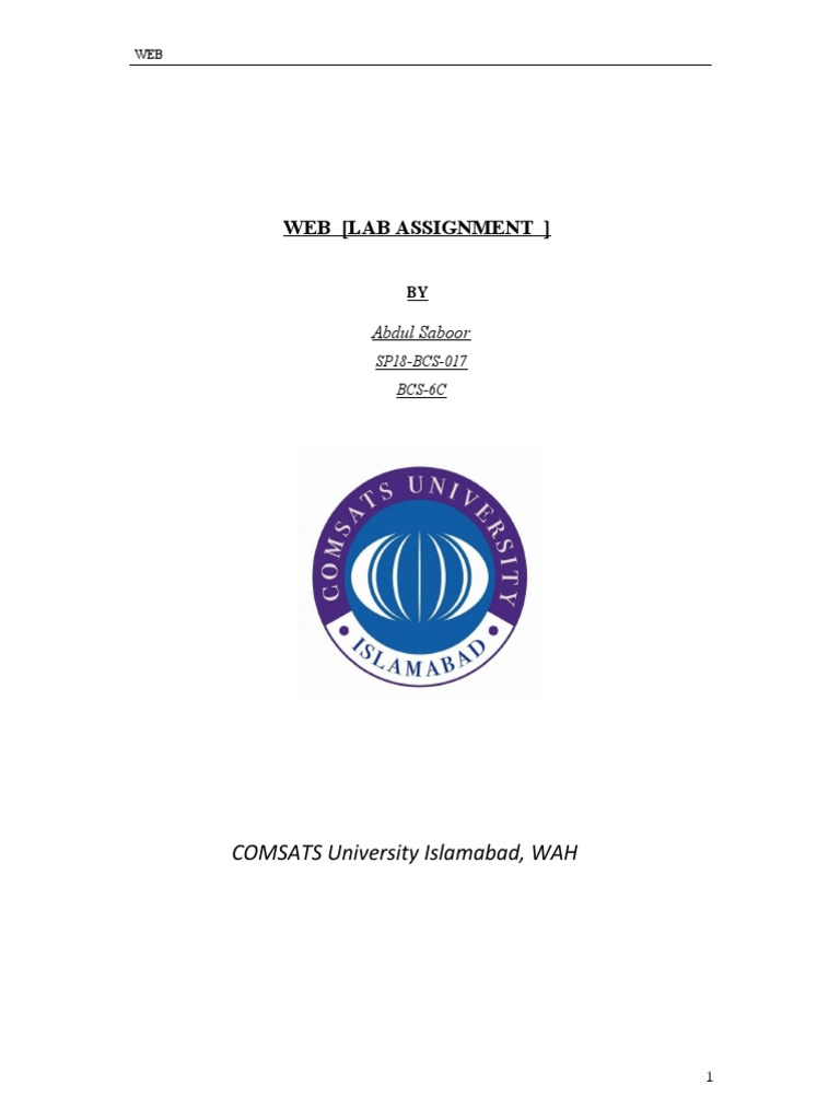 Web (Lab Assignment) : COMSATS University Islamabad, WAH | PDF | Word Press | Joomla