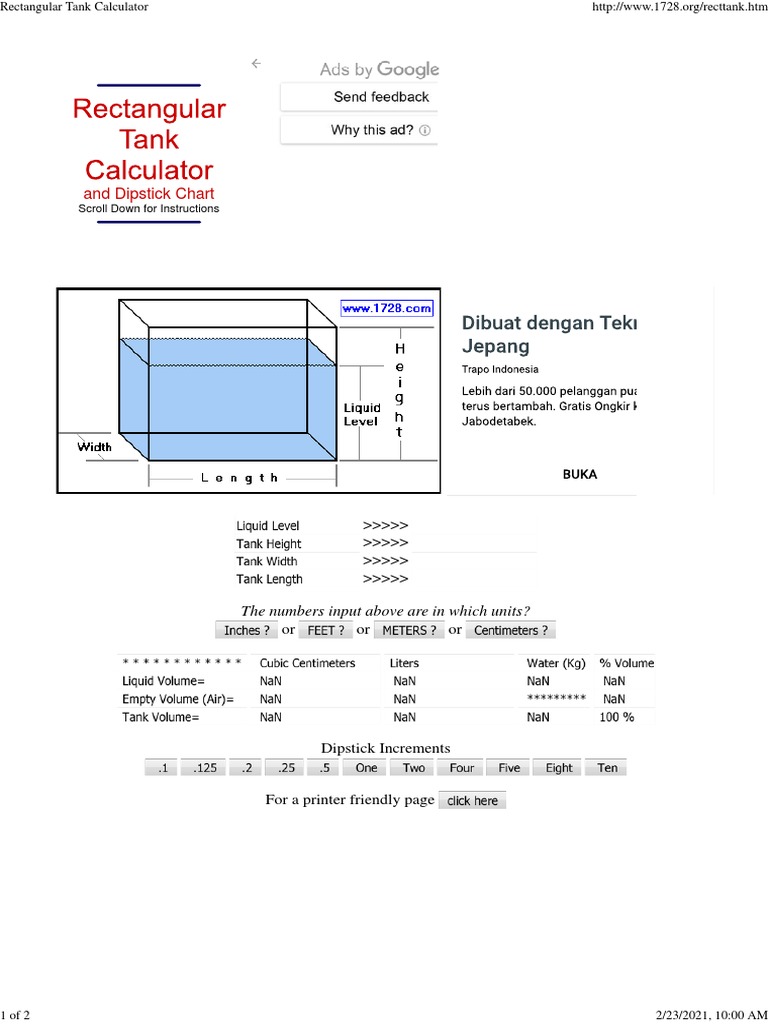 And Dipstick Chart: Scroll Down For Instructions | PDF | Volume ...