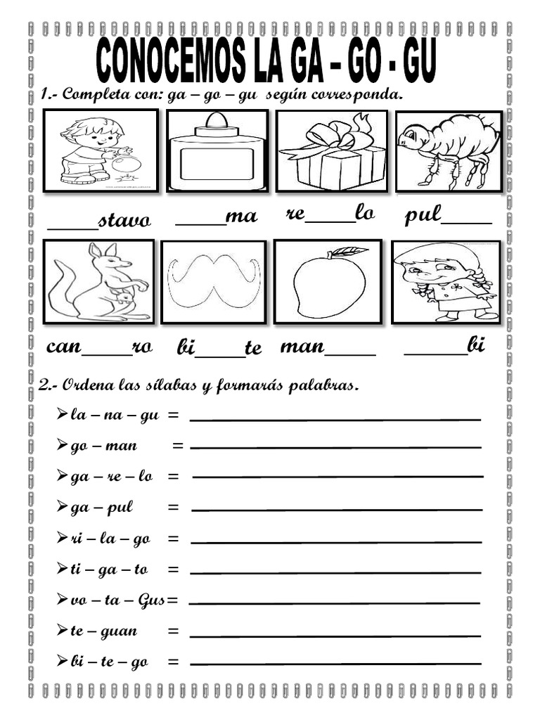 Letra Ga Go Gu | PDF | Naturaleza