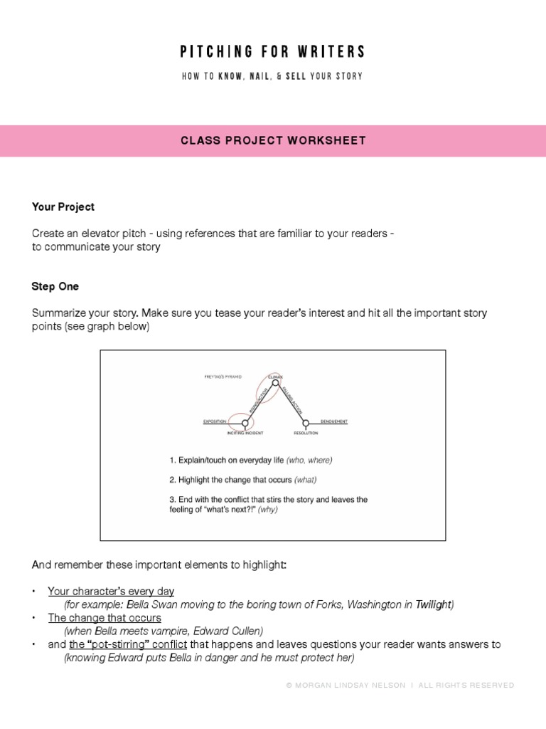 Pitching For Writers - Class Project Worksheet | PDF | Twilight (Novel ...