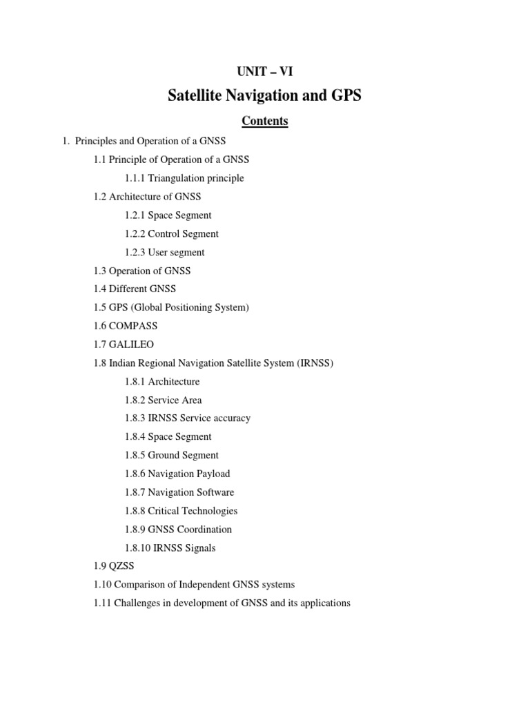 Satellite Navigation and GPS: Unit - Vi | PDF | Global Positioning System | Channel Access Method