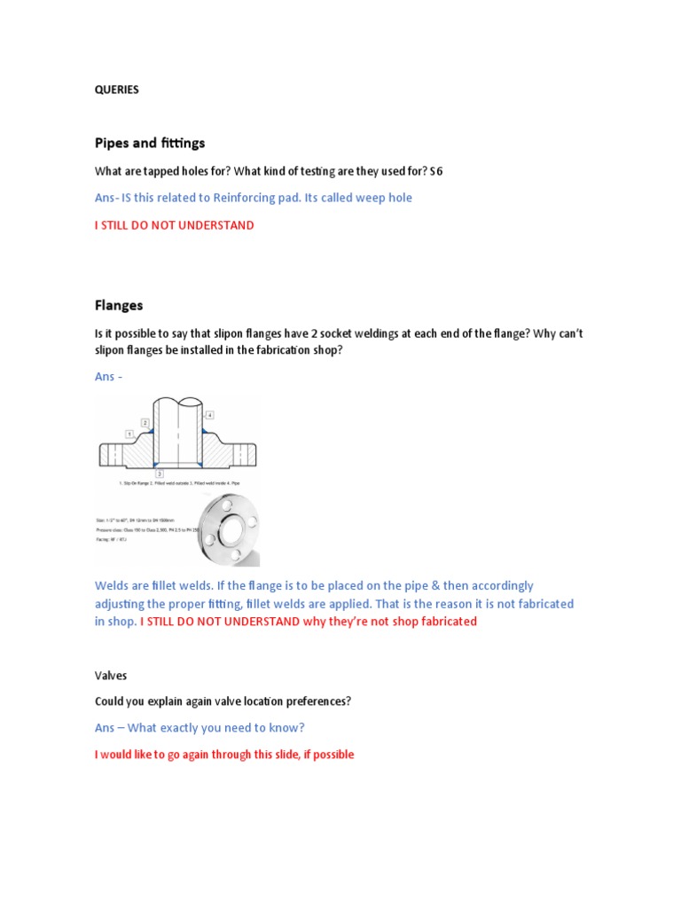 Piping Engineering - QUERIES | PDF | Valve | Pipe (Fluid Conveyance)