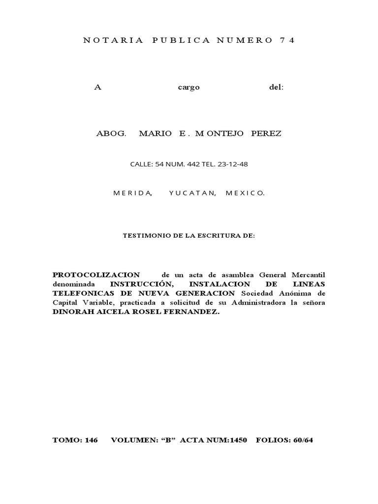 Protocolizacion Notaria 74 | PDF | Sociedad de responsabilidad limitada ...