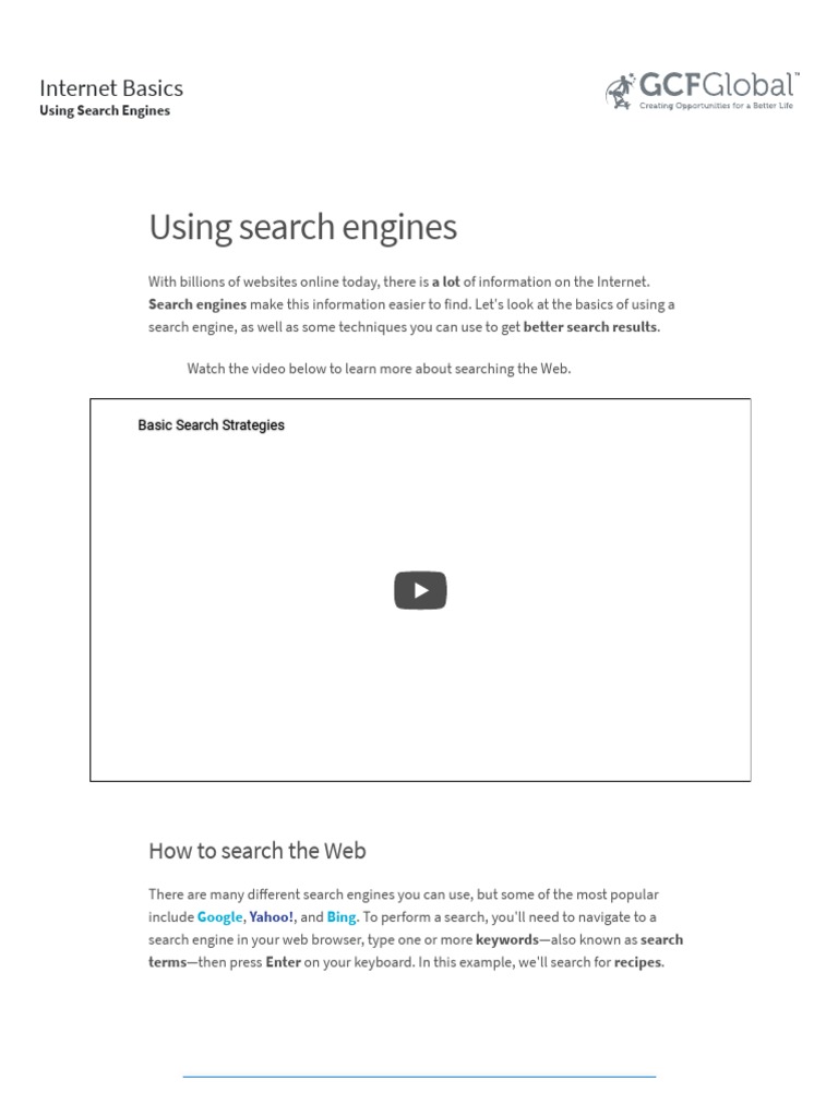 DSMM MODULE 4 Internet Basics - Using Search Engines | PDF | Web Search Engine | Domain Name