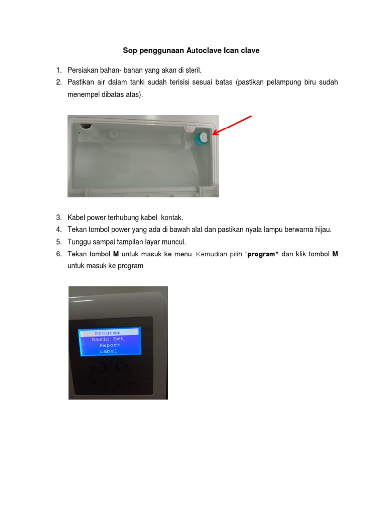Sop Penggunaan Autoclave Ican Clave | PDF