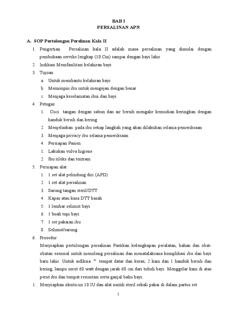 Standard Operating Prosedur Apn Amniotomi Hekting Ary | PDF Standard Operating Prosedur Apn Amniotomi Hekting Ary | PDF