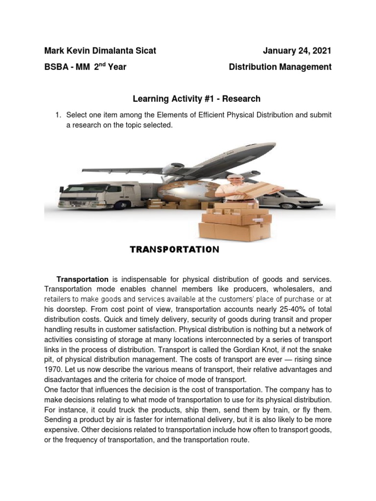 Distribution Mnagement L.A N1 | PDF | Freight Transport | Mode Of Transport