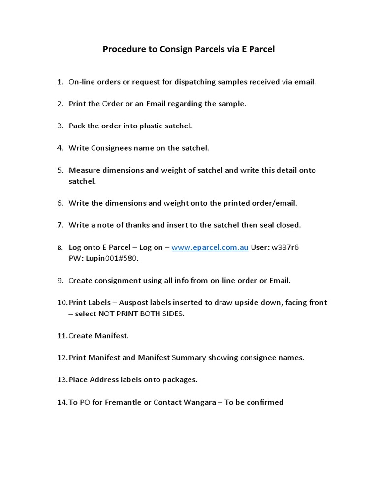EParcel - Packing and Dispatch Procedure | PDF