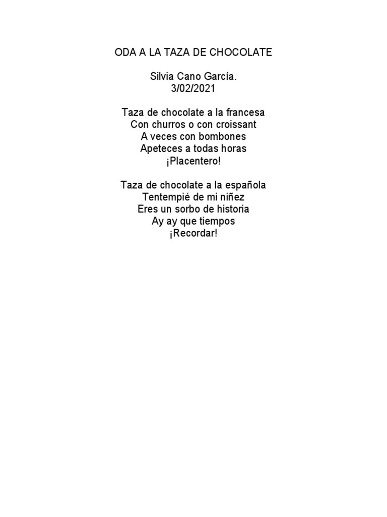 Oda A La Taza de Chocolate | PDF