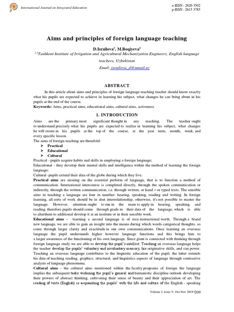 Aims and Principles of Foreign Language Teaching | PDF | Language ...