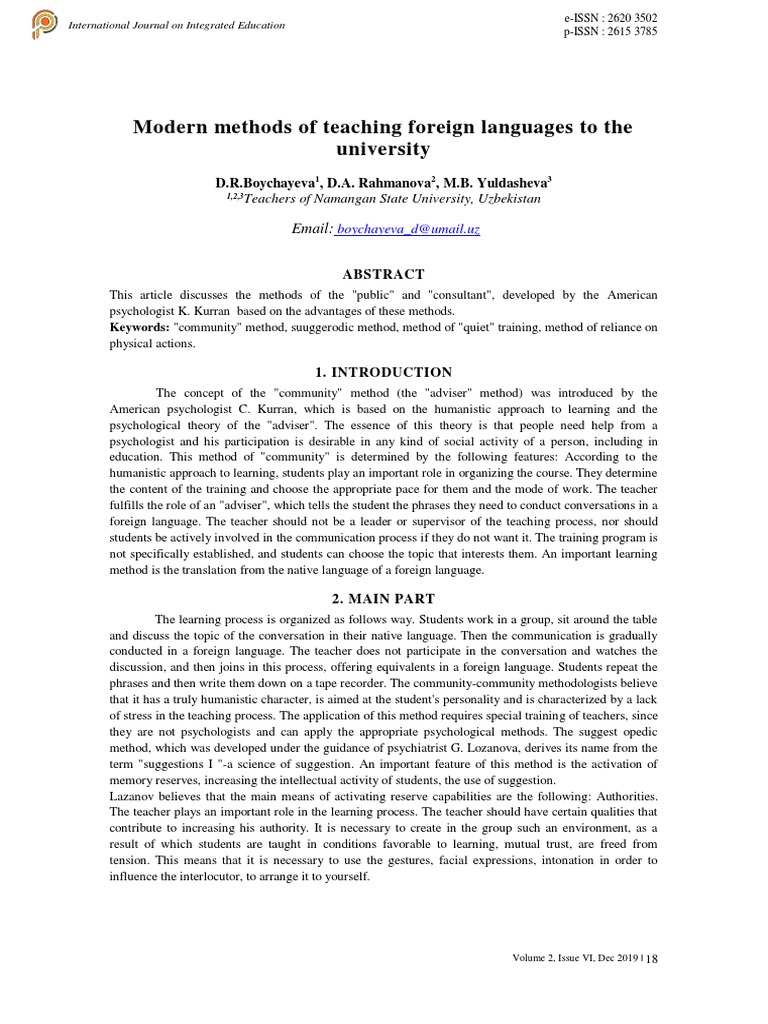 Modern Methods of Teaching Foreign Languages To The University | PDF ...