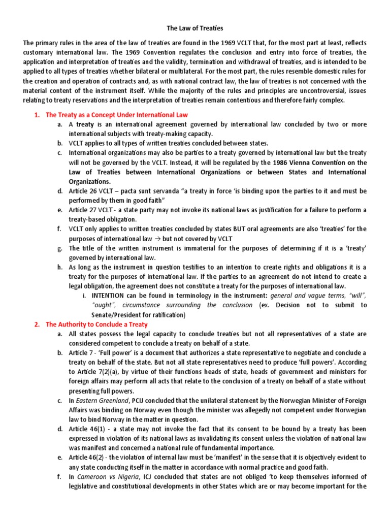 The Law of Treaties: 1. The Treaty As A Concept Under International Law ...
