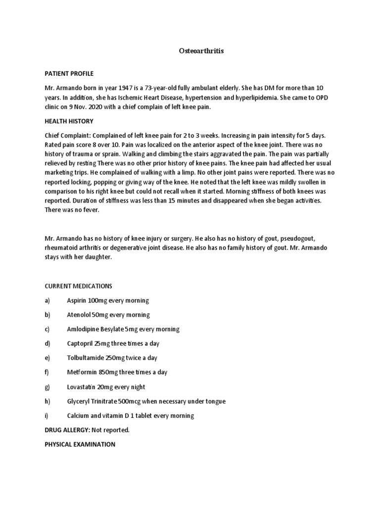 Case Scenario Osteoarthritis Week 16 Gerontolog | PDF | Osteoarthritis ...