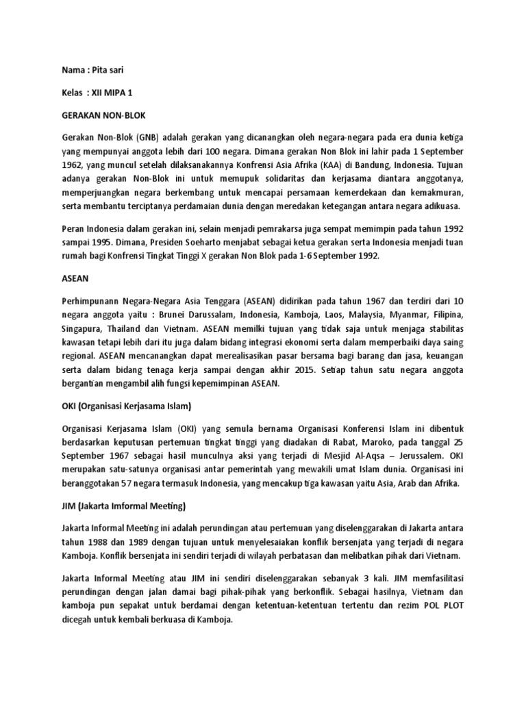 LKPD Gerakan Non-Blok | PDF