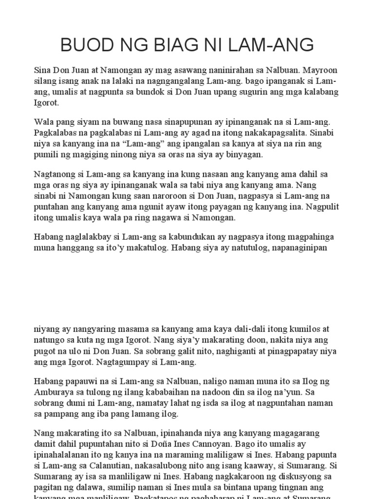 Buod NG Biag Ni Lam Ang | PDF