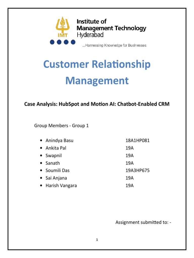 Customer Relationship Management: Case Analysis: Hubspot and Motion Ai ...