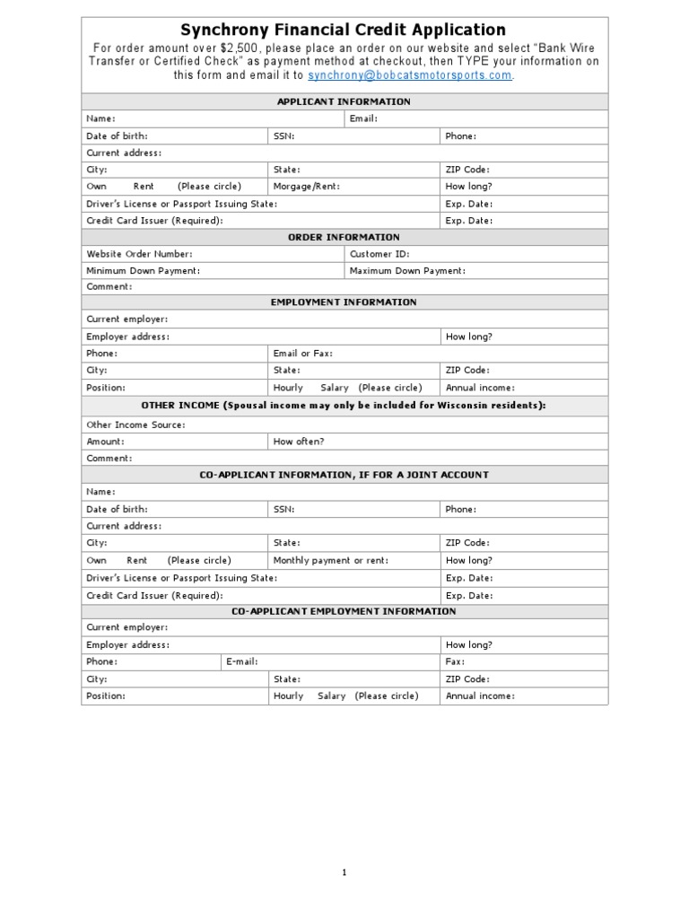 Synchrony Loan Application | PDF | Credit Card | Payments