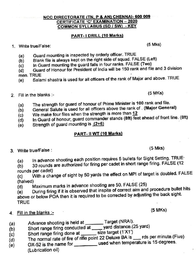 NCC C Certificate Questions and Answer 2020 | PDF