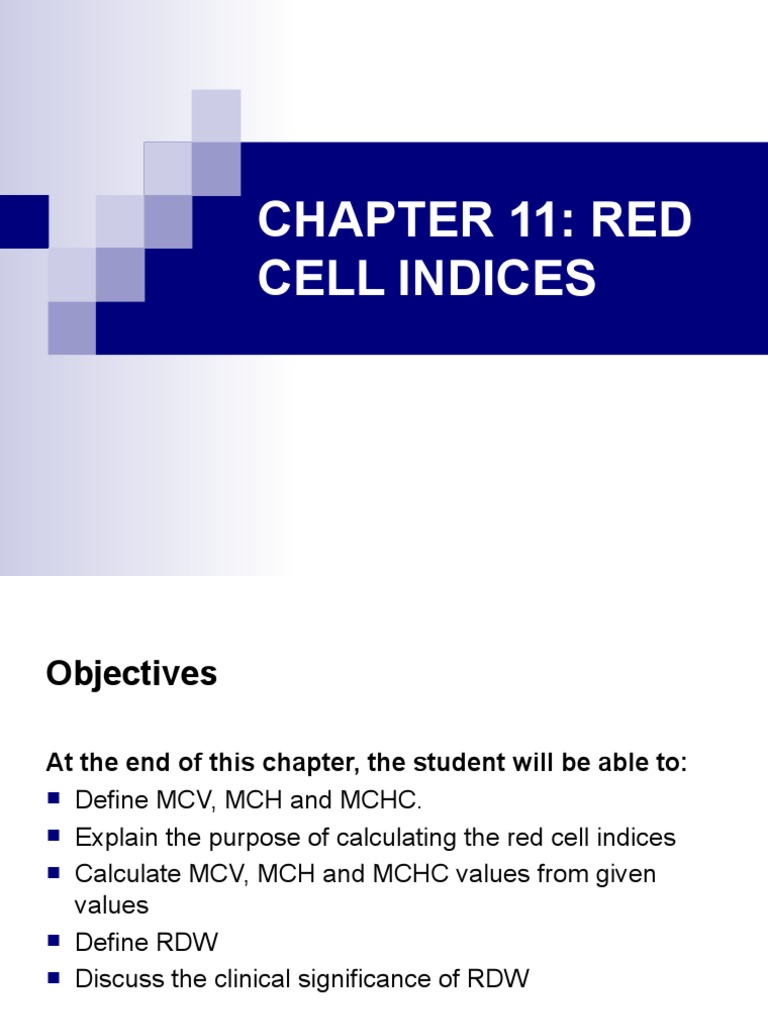 Hema I Chapter 11 - RBC Indices | PDF | Anemia | Body Fluids