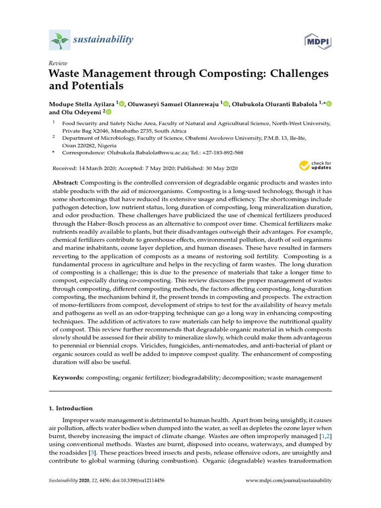 Waste Management Through Composting: Challenges and Potentials | PDF ...