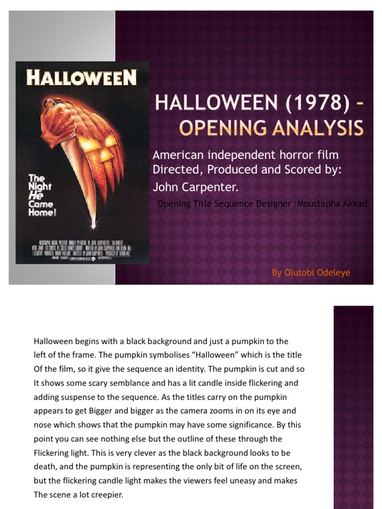 Halloween (1978) Opening Analysis | PDF | Leisure