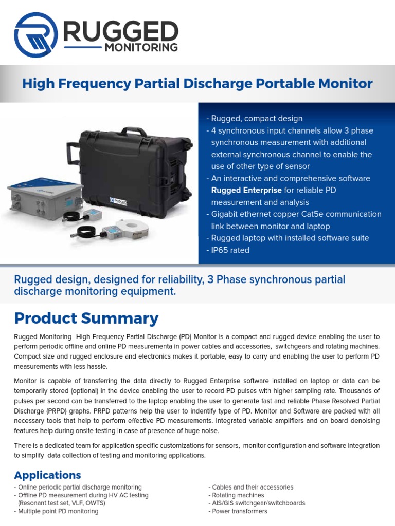 Portable Partial Discharge Monitoring HPM601-P Rugged Monitoring | PDF