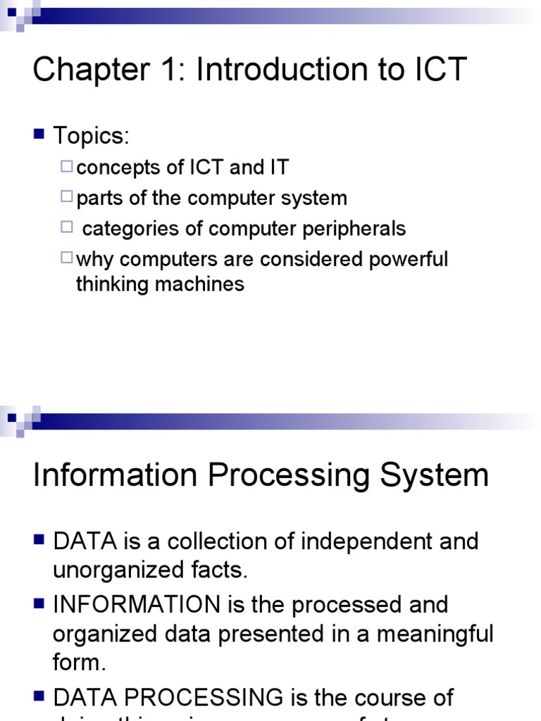 Chapter 1: Introduction To ICT: Topics | PDF | Information Technology ...