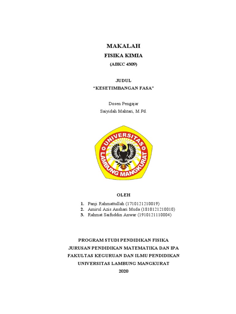 Makalah Kesetimbangan Fasa | PDF | Sains & Matematika