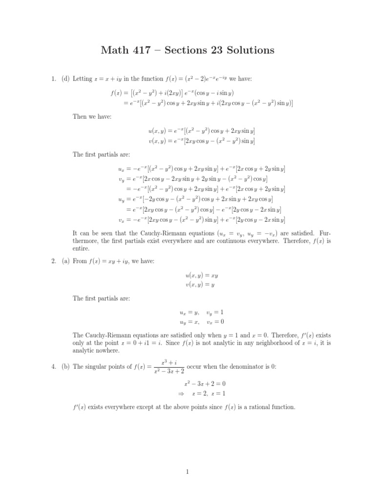Math 417 - Sections 23 Solutions | PDF