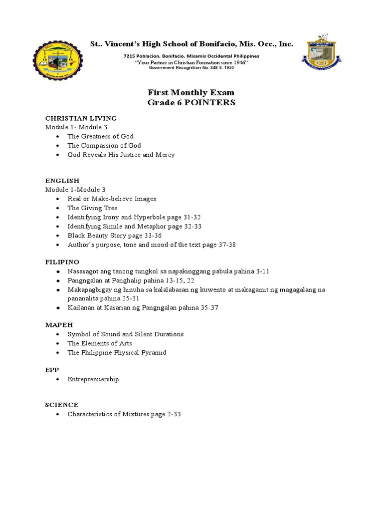 Grade 6 Pointers | PDF