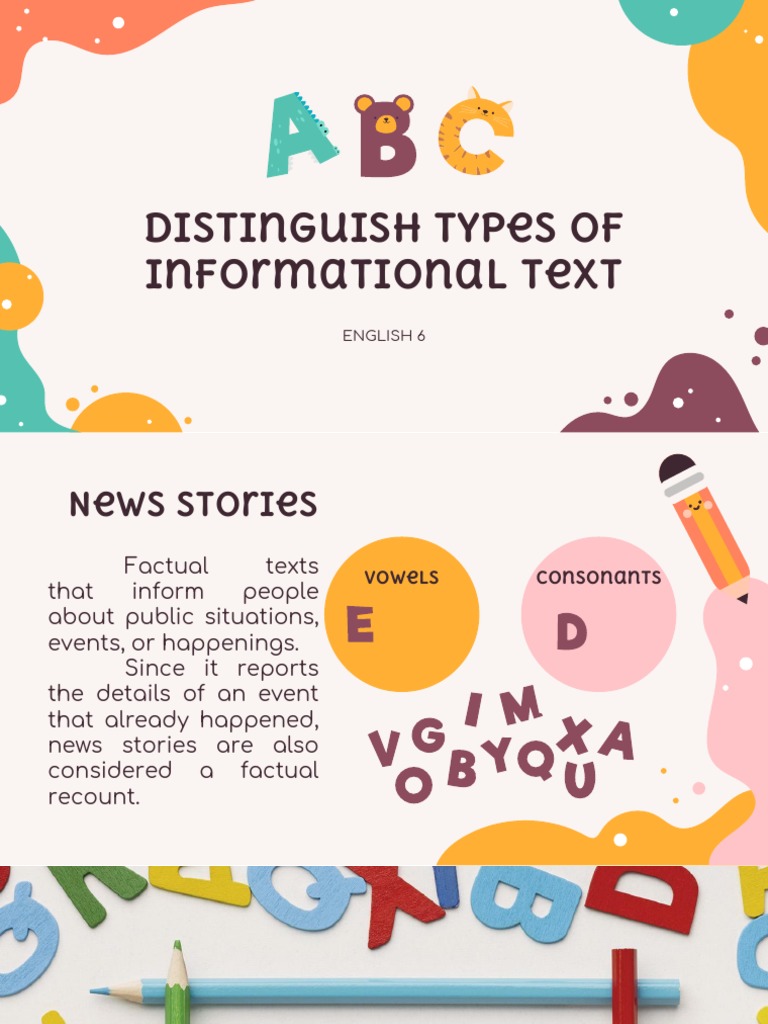 Distinguish Types of Informational Text: English 6 | PDF