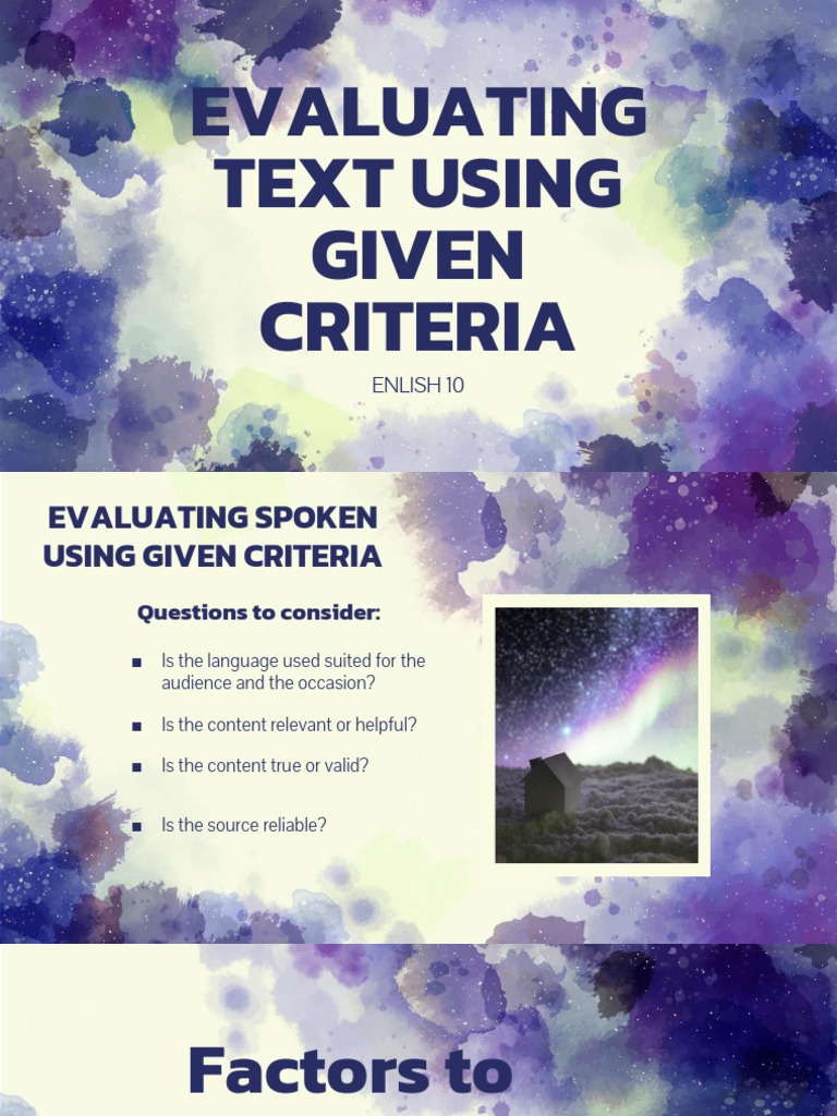 Evaluating Text and Speech Criteria | PDF