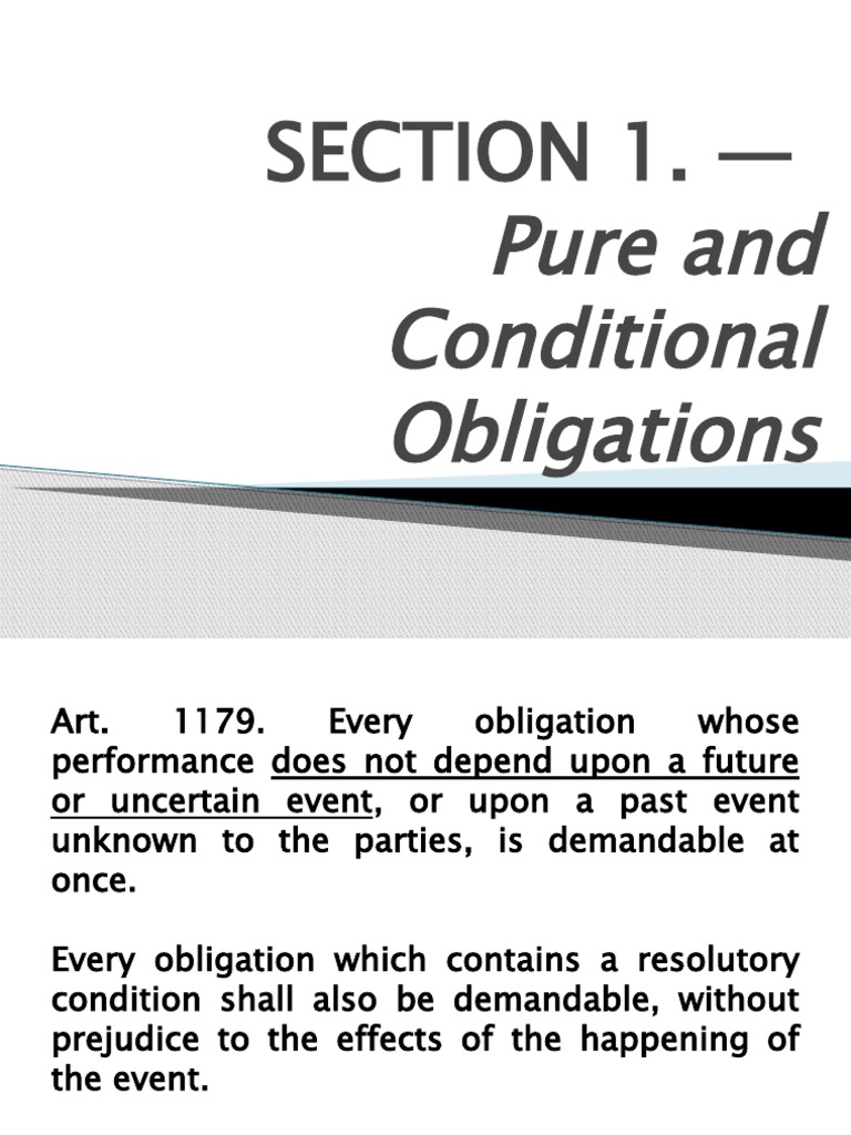 Pure and Conditional Obligations Explained | PDF | Breach Of Contract ...