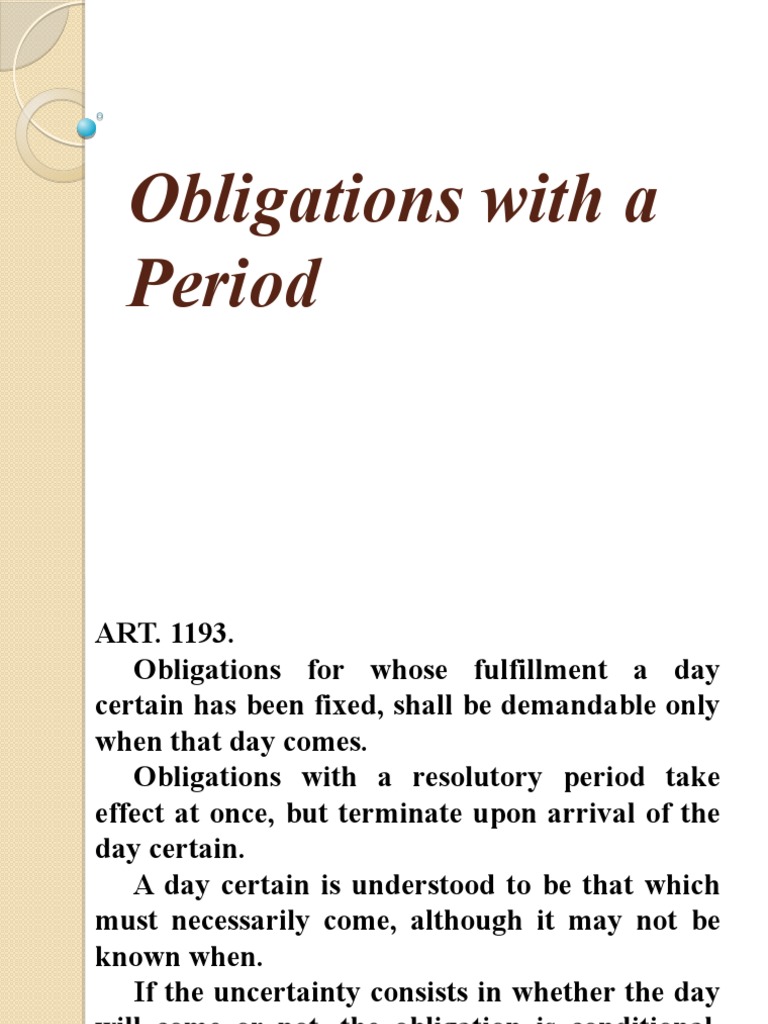 Obligations With A Period | PDF | Guarantee | Business Law
