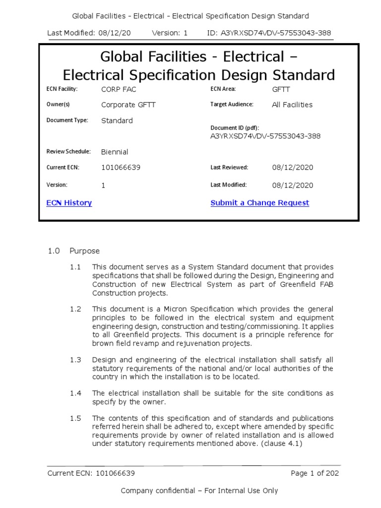 Global Facilities - Electrical - Electrical Specification Design ...